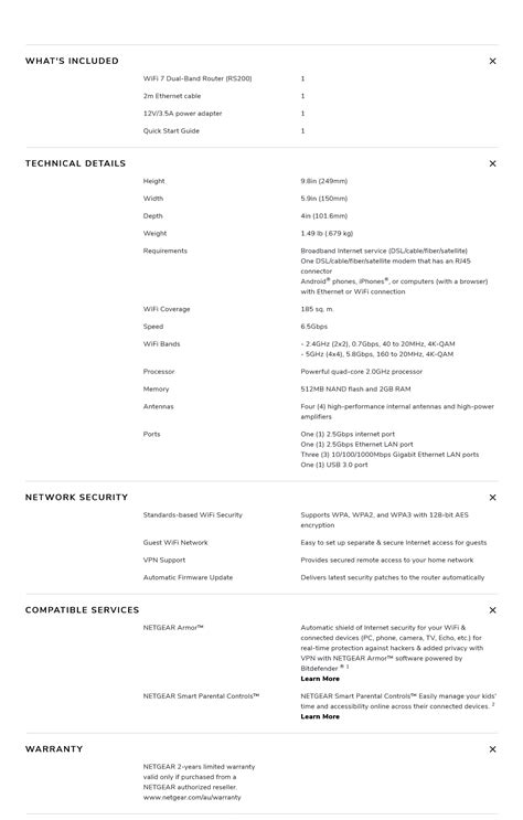 Netgear Nighthawk RS BE Dual Band WiFi Router RS APS Mwave