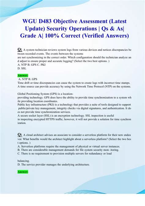 Wgu D483 Objective Assessment Latest 2024 2025 Update Security Operations Qs And As Grade A