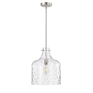 Breakwater Bay Satin Nickel Clear Dimpled Glass Single Light Pendant