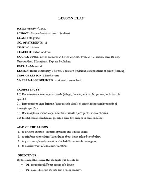 Lesson Plan 5 L2 Revision Pdf Plural Grammatical Number