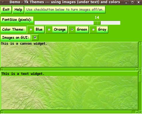 Experiments With Flexible Themes For Tk Gui S Using Images And Colors