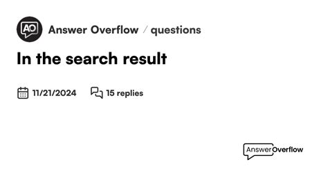 In The Search Result Answer Overflow