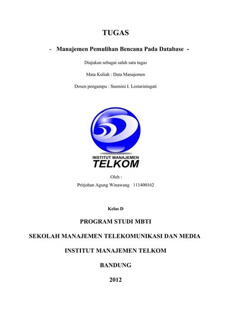 Manajemen Pemulihan Bencana Pada Database Doc