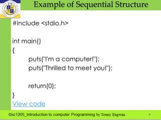 Introduction To Computer Programming C CSC1205 Lec5 Flow Control PPT