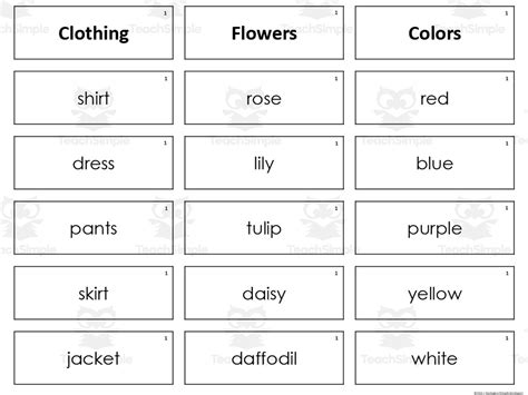 Categories Card Sort Activity By Teach Simple
