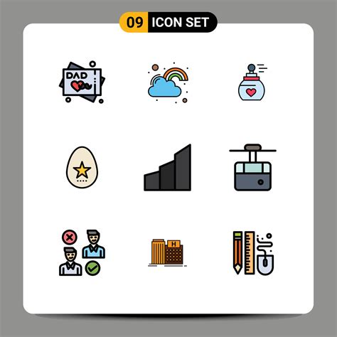 User Interface Pack Of 9 Basic Filledline Flat Colors Of Architecture Spring Perfume Holiday Egg