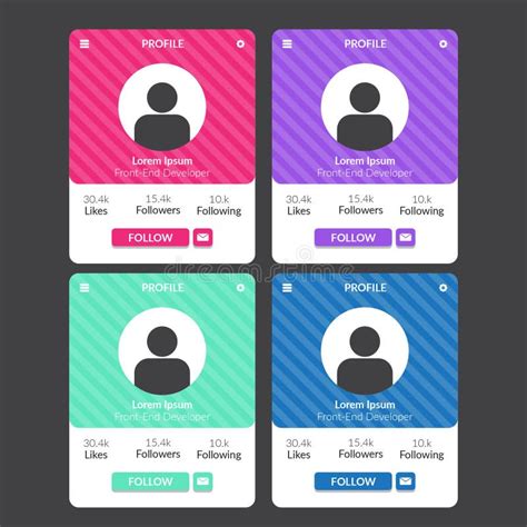 Uiux Social Media User Profile Design Stock Illustration Illustration Of Amount Website