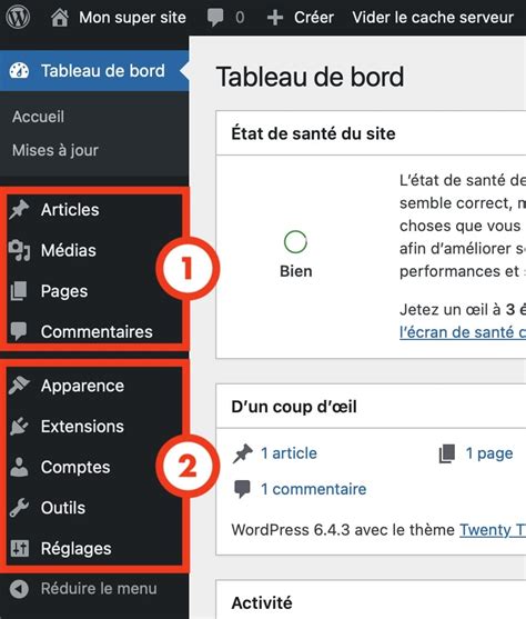 Wordpress Comprendre Son Tableau De Bord Dashboard Wooordpress