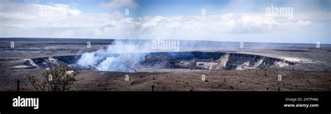 Panoramic View Of Halema Uma U A Pit Crater At The Summit Of Kilauea
