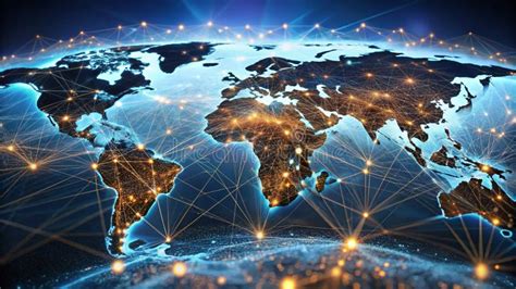 Global Data Flow Visualization A Futuristic Digital World Map Unveiling Information Connectivity