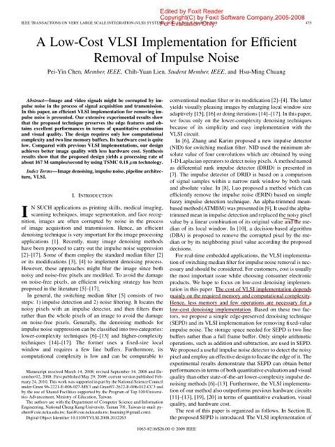 A Low Cost Vlsi Implementation For Efficient Removal Of Impulse