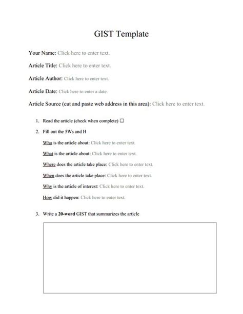 Gist Template Docx Interactive Science Notebook And Foldables Pinterest