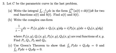 3 let c be the parametric curve in the last problem