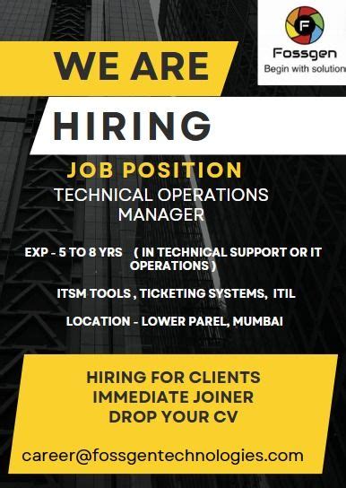 Fossgen Technologies On Linkedin Techops Hiring Innovation Leadership Technicaljob Techno
