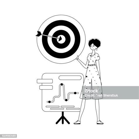 그래프를 가진 여자 친구 화살이 까마귀를 때린다 Total Dark 및 Testis Testis White Linear Vogue 트렌디한 스타일 벡터 일러스트레이션 3차원