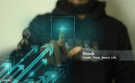 Person Touching Fingerprint Hud Element Biometric Fingerprint Scanning