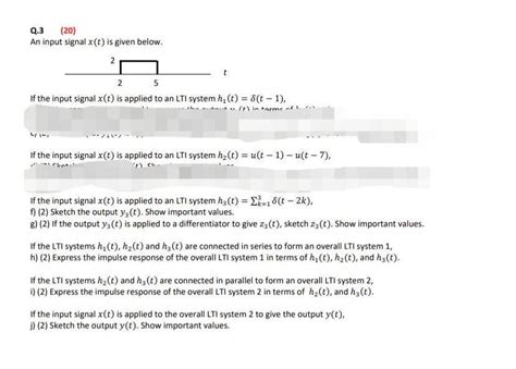 Solved Q An Input Signal X T Is Given Below If The Chegg Com