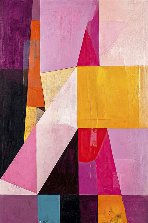 분홍색과 노란색과 같은 생생한 색상의 대담한 기하학적 모양을 사용한 미니멀리스트 추상 회화 배경 배경 화면 및 일러스트 무료 다운로드 Pngtree