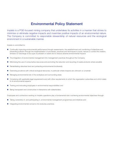 20 Environmental Policy Statement Templates In Pdf Doc