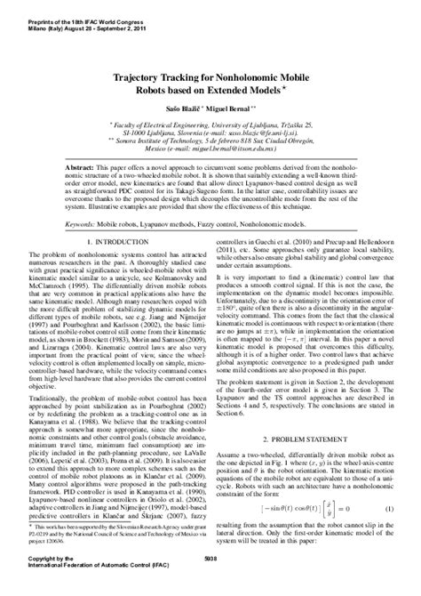 pdf trajectory tracking for nonholonomic mobile robots based on