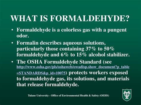 Ppt Osha Formaldehyde Standard 29 Cfr 19101048 Powerpoint