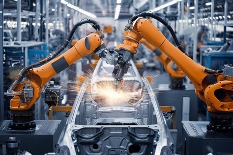Automatic Construction Automobile Assembly Line Production Car Factory Automated Robot Arm