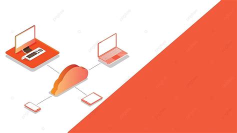 Digital Devices Interconnected Via Cloud Shown In 3d Isometric