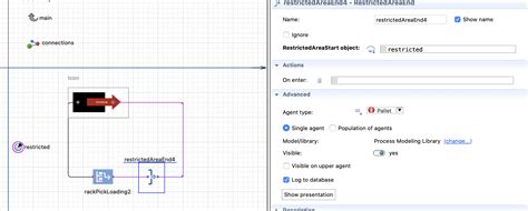 Anylogic Use Restricted Area Start And Restricted Area End In Two Different Custom Flowcharts