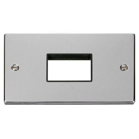 Click VPCH432BK MiniGrid Polished Chrome 2 Gang 3 Aperture Deco Unfurnished Front Plate Black