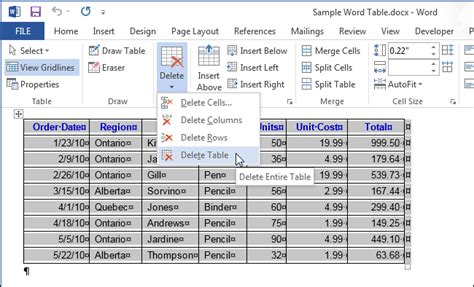 How To Delete A Table In Word