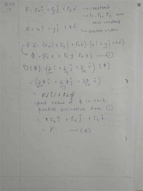 Q If F Is A Constant Vector And R Is The Position Vector Then V F Would Be