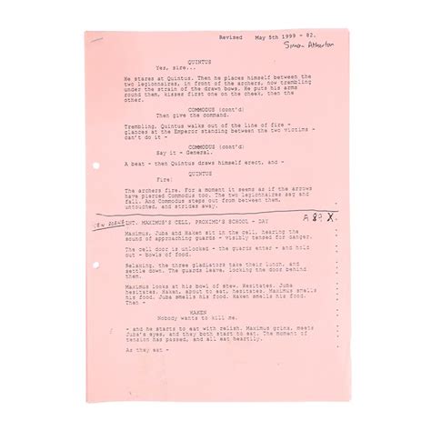 Revised Script Pages Gladiator 2000
