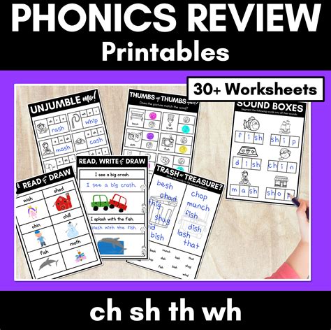 Ch Sh Th Wh Worksheets Phonics Review For Consonant Digraphs Mrs