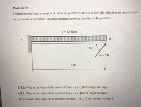 Solved Problem 5 Determine Reactions In Support A Assume