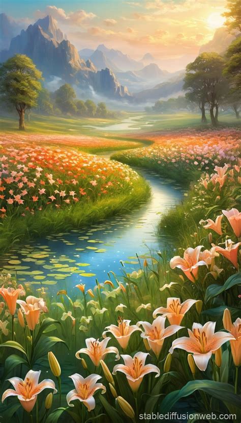 Lily Covered Field Scene Stable Diffusion Online Lily Covered Field Scene Stable Diffusion Online