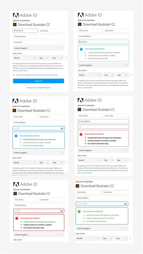 Adobe Password Inline Validation