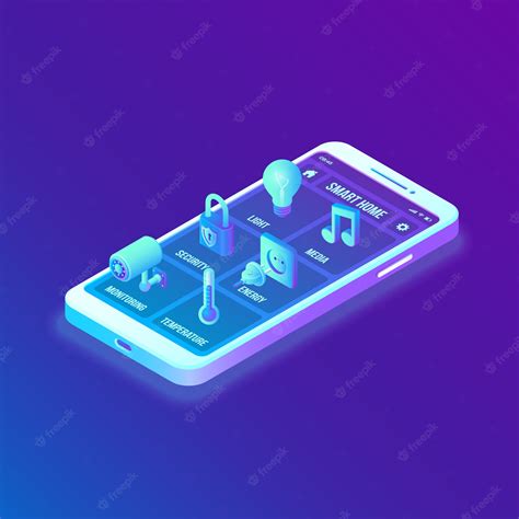 Premium Vector Smart Home 3d Isometric Interface On Smartphone App Screen Remote Home