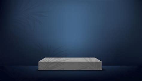 3d 연단 모형벡터 배경이 있는 회색 콘크리트 스튜디오 룸은 뒤벽에 조명이 있는 빈 현대적인 로프트 디자인과 거친 회색 시멘트 바닥 산업 인테리어 배경 템플릿 프리미엄 벡터