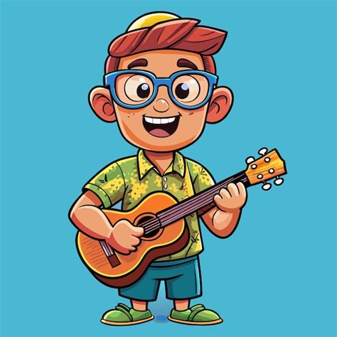 Premium Vector Happy Ukulele Man Cartoon Logo