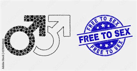 Pixel Gay Pair Symbol Mosaic Icon And Free To Sex Seal Stamp Blue