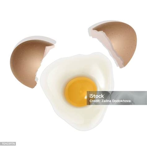 원시 치킨 계란 계란을 부 러입니다 아침에 건강 한 음식입니다 천연 단백질 고 노 른 자입니다 현실적인 스타일 흰색 절연 그림 0명에 대한 스톡 벡터 아트 및 기타 이미지