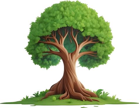 Ai Generated An Animated Tree With Green Leaves And Grass 35089554 Png