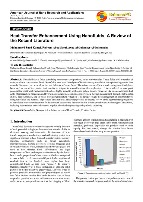 Pdf Heat Transfer Enhancement Using Nanofluids A Review Of The Recent Literature