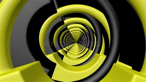 Abstract Looping Animation The Camera Moves Through A Yellow Black Tunnel That Is Constantly