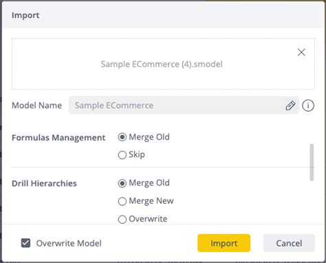 exporting and importing data models