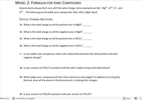 Solved ODEL FORMULAS FOR IONIC COMPOUNDS Several Atoms Chegg