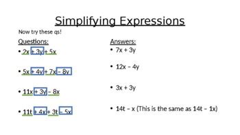 Simplifying Expressions By Laura Cullina TPT
