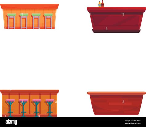 Bar Furniture Icons Set Cartoon Vector Various Bar Counter And High