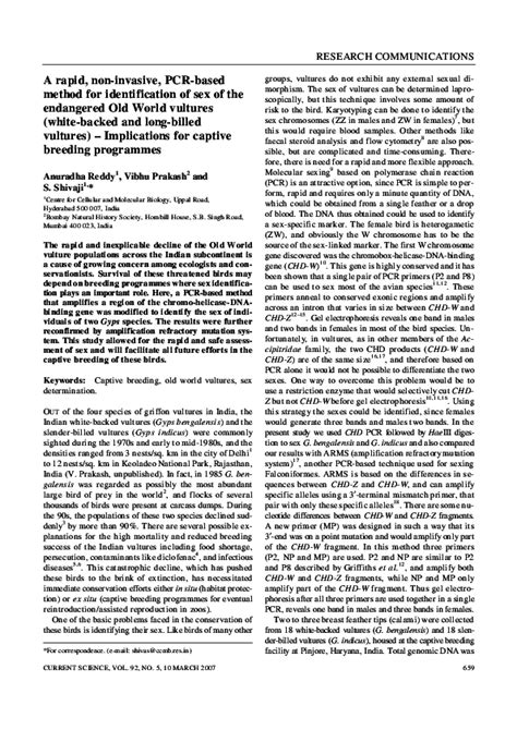 Pdf A Rapid Non Invasive Pcr Based Method For Identification Of Sex