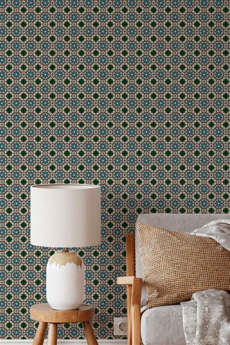 Geometric Tile Pattern Wallpaper Vintage Mosaic 3764 California